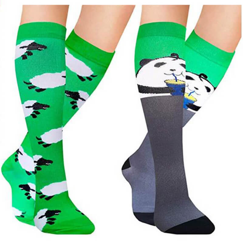 2-Pairs Animal Print Compression Stockings 20-25mmHG for Man and Woman ...