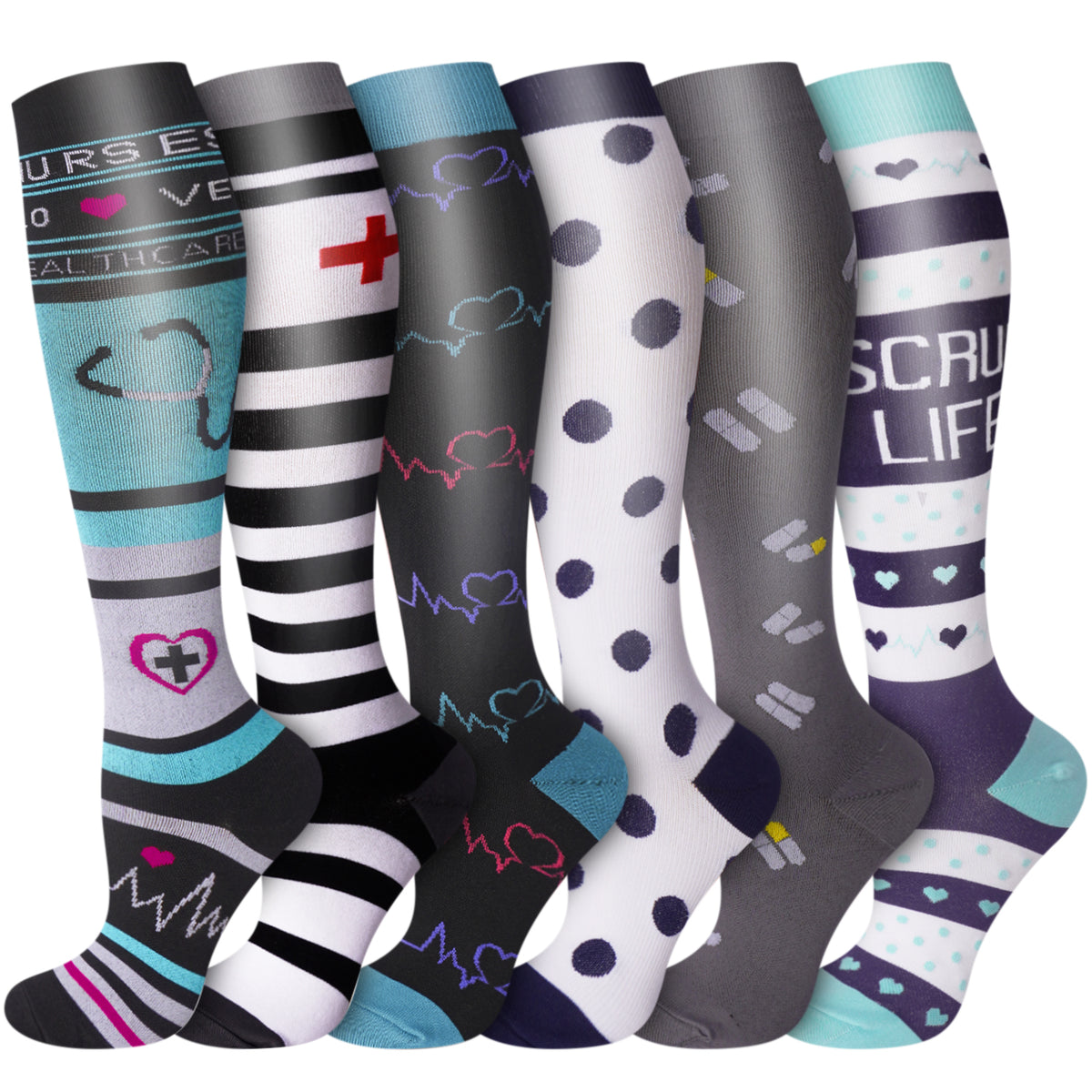 6-Pairs Nursing Compression Socks for Man and Woman(20-30 mmHG） | ACTI ...
