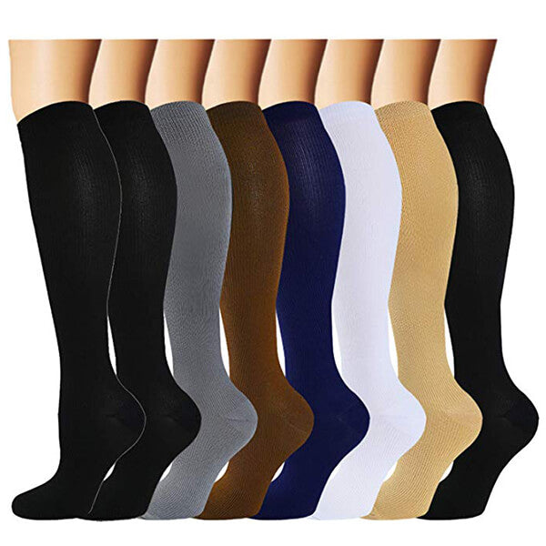 8-Pairs Solid Color Mix Compression Socks 15-20 mmHg for Man and Woman ...
