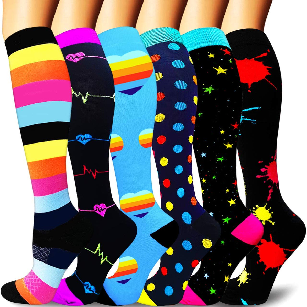 6-Pairs Cool Compression Socks for Man and Woman(20-30 mmHG） | ACTINPU ...