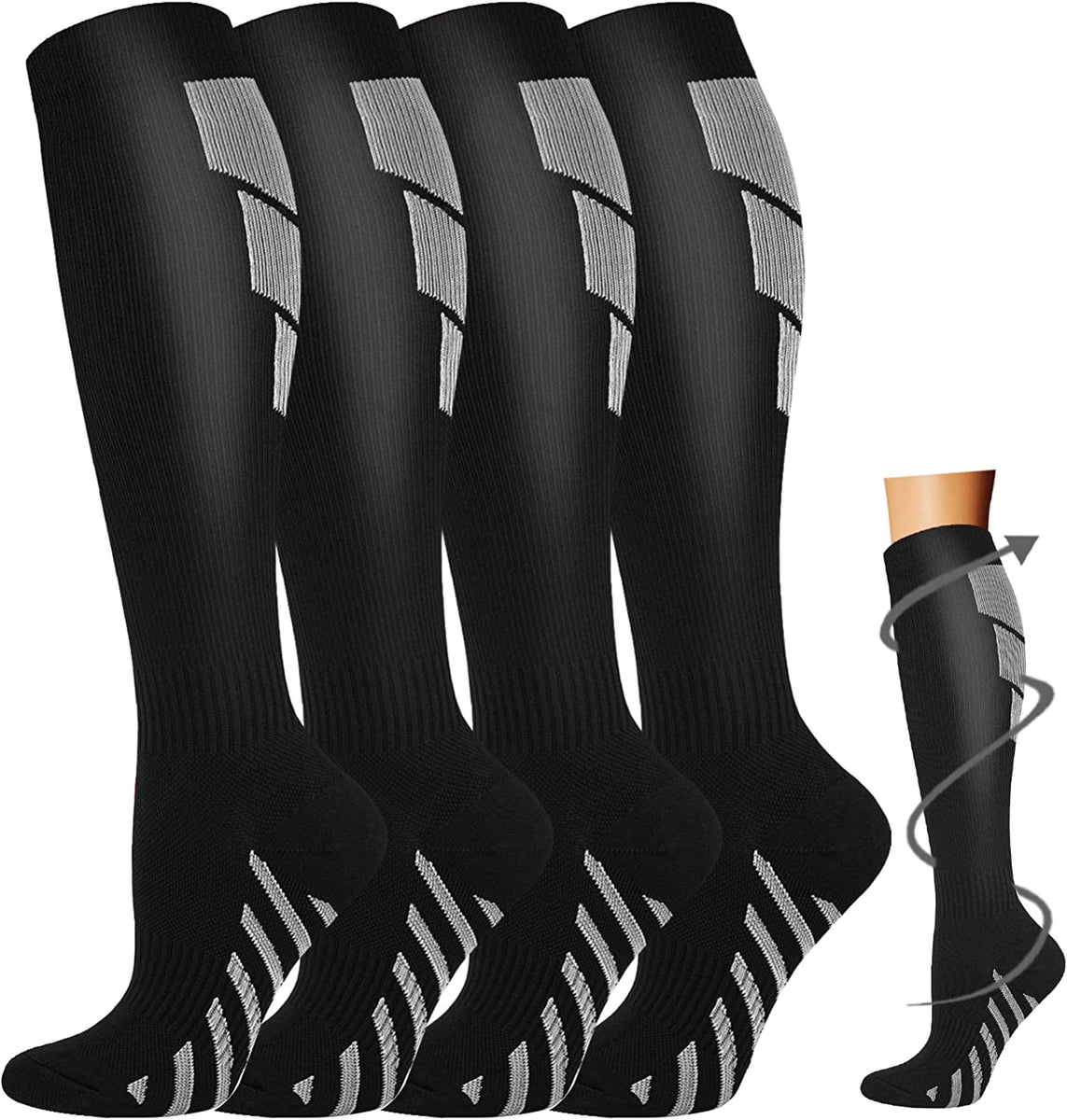 4 Pairs Cool Compression Socks for Man and Woman (20-30 mmHG）| ACTINPU ...