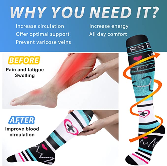 4 Pairs Nurse Compression Socks for Man and Woman (15-20 mmHG）| ACTINP ...