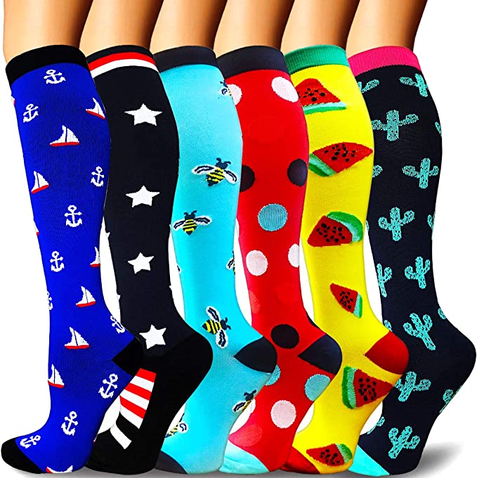 6-Pairs Cute Animal Compression Socks for Man and Woman(20-30 mmHG ...