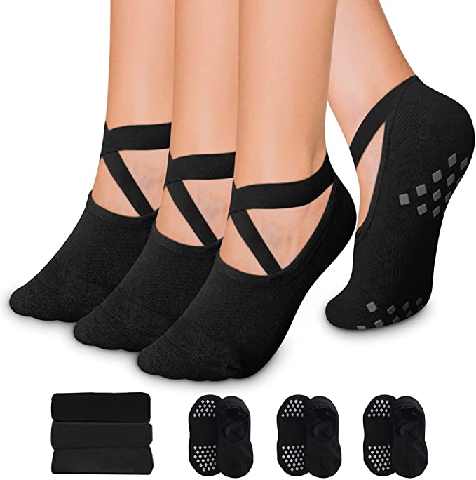 Black Grip Socks Yoga Socks with Grips for Women and Men – ACTINPUT ...