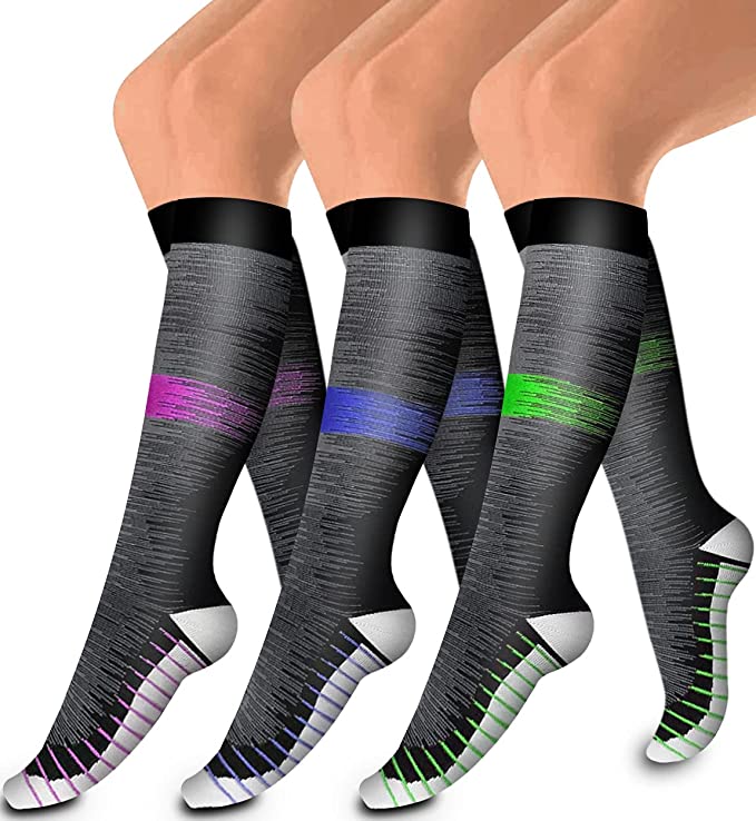 3-Pairs Color Compression Socks for Man and Woman (20-30 mmHG）| ACTINP ...