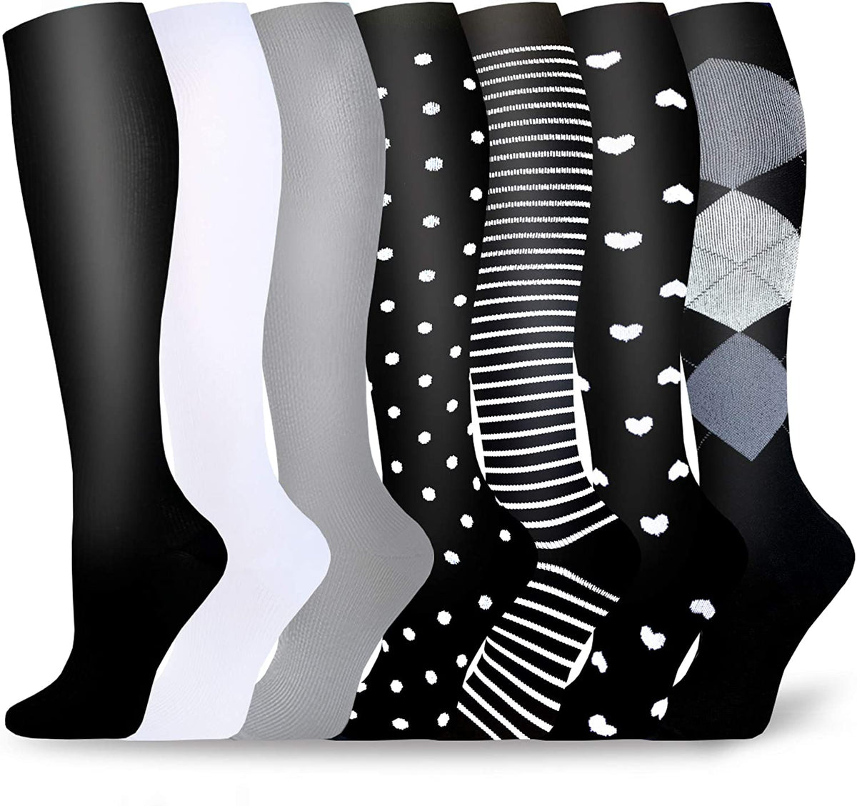 7-Pairs Design Mix Compression Socks for Man and Woman (20-30 mmHG）| A ...