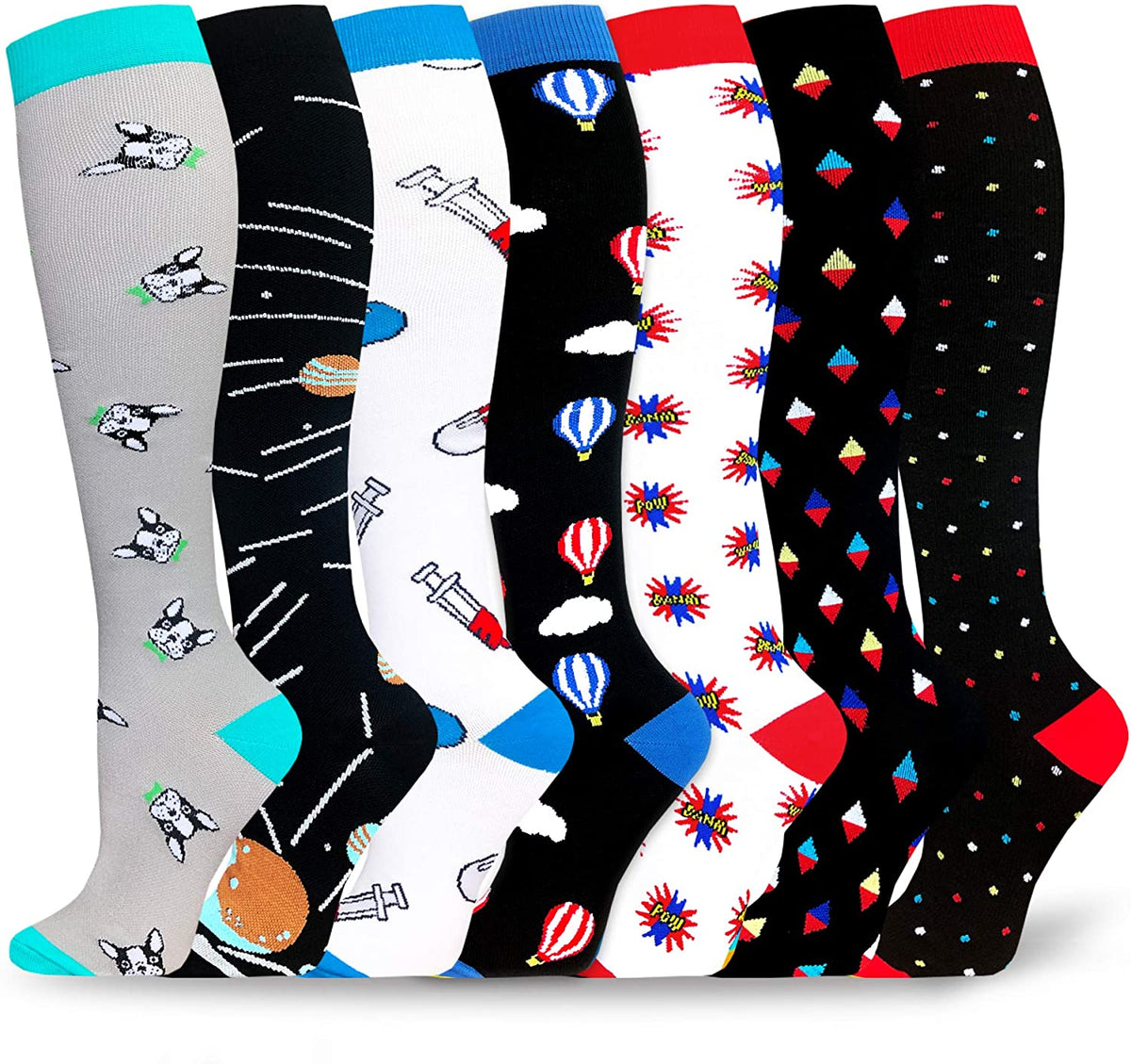 7-Pairs Design Mix Compression Socks for Man and Woman (20-30 mmHG）| A ...