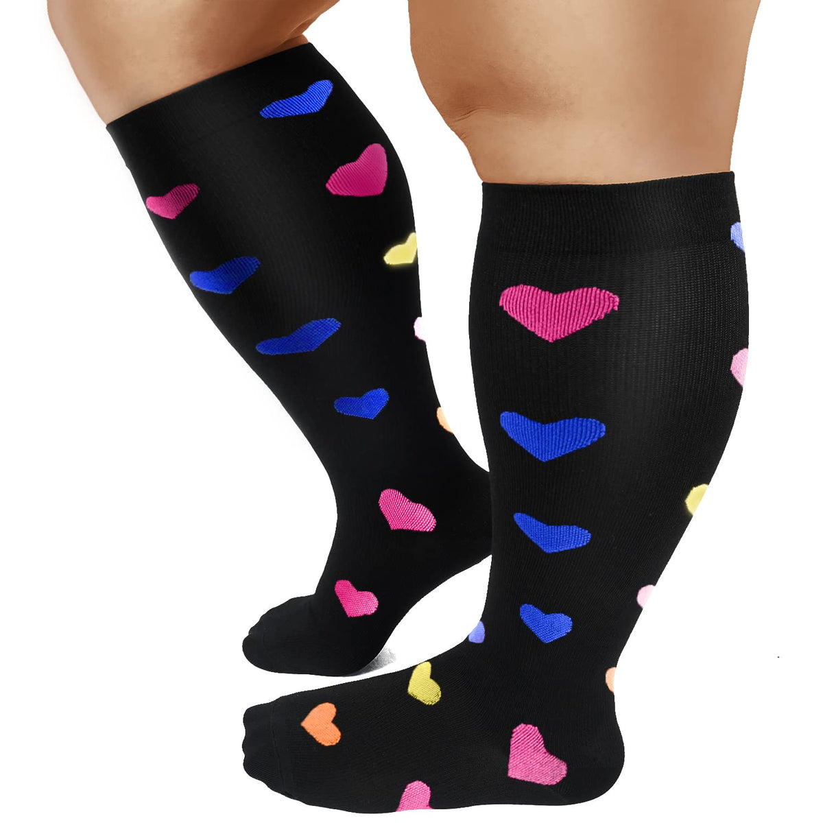1-Pairs Cute Big Calf Compression Socks for Man and Woman (20-30 mmHG ...