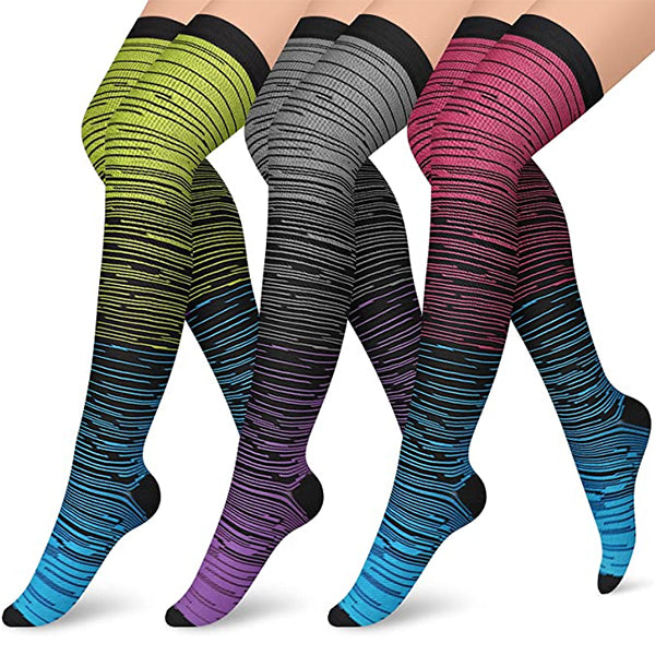 3-Pairs Cool Thigh High Compression Socks for Women (8-15mmHg) | Actin ...
